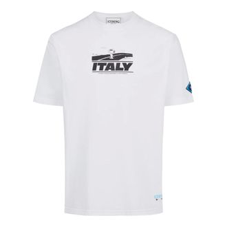 Iceberg Homme, Tops, Blanc, Taille: M T-shirt blanc optique à coupe décontractée avec imprimés Peanuts et broderie