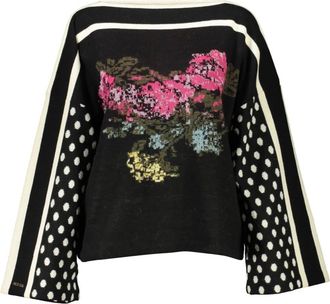 Blugirl Femme, Blouses et Chemises, Noir, Taille: 44 FR Pull Noir Col Bateau Manches Longues