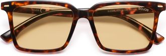 Sojos Retro Gro&szlig;er Quadratisch Polarisierte Sonnenbrille Damen Herren Klassisch 70er Cateye Brillen mit UV400 Schutz SJ2387, Hellbraune