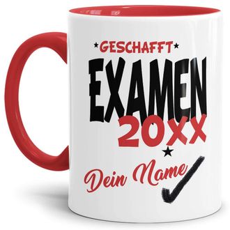 Tassendruck Examen-Tasse Geschafft Examen 20XX - Selbst gestalten mit Jahr und Name zum bestandenen Examen/Abschluss/Lernen/Pr&uuml;fung/personalisierte Geschenk-Idee/