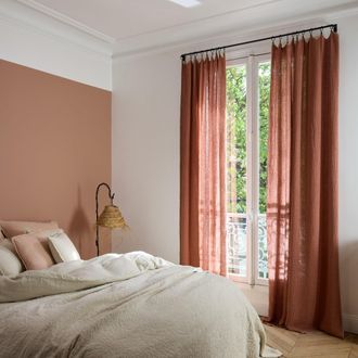 Madura Rideau Panneau Lalita Terracota et naturel - ORANGE