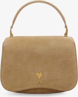 Ami Suede crossbody bag with metal logo on the front - AMI PARIS - gender_Woman