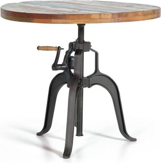 D&eacute;coration d'Autrefois Decoration D Autrefois - Table &agrave; manger en bois dacacia naturel et pieds en m&eacute;tal noir