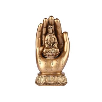 La Chineuse Guanyin-Buddha-Hand, Harz, Gold, 10x10x17cm