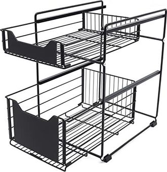 Generic &Eacute;tag&egrave;re de rangement coulissante, &eacute;tag&egrave;re coulissante sous &eacute;vier, organiseur en acier au carbone pour chambre, salle de bain, cuisine