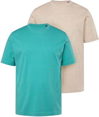 JP1880 Hommes Grandes Tailles Jusquau 8 XL - T-Shirts Basic en Lot de 2, 100% Jersey. Col Rond et Coupe Confortable Turquoise XXL 702637738-XXL