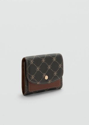 Mango Portefeuille moyen imprim&eacute; logo marron - Femme - Taille unique - MANGO