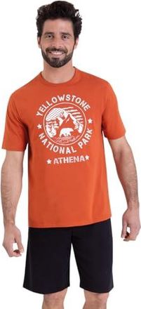 Athéna Ecopack Serigraphie 7O70 Ensemble de Pijama, Terracotta/Noir, 2/S Homme