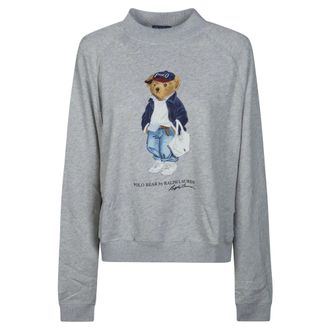 Polo Ralph Lauren Femme, Sweatshirts et sweats &agrave; capuche, Gris, Taille: 36 FR Felpa GC Garzata Orso