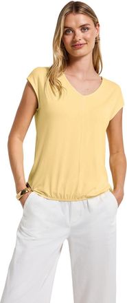 Street One Damen A323529 V-Neck Jersey-Shirt, Buttercream Yellow, 46