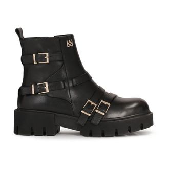 Kazar Flache Stiefel verziert mit Riemen und Schnallen - - Shoes - Damen - Schwarzk - 37 EU