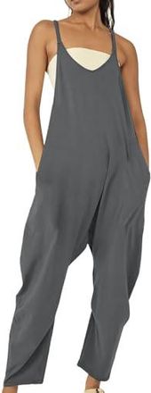 Generic Combinaison &agrave; jambes larges avec poches pour femme - Tenue une pi&egrave;ce - Robe barboteuse - Combinaison pour femme - Taille 42 - Combinaison bandeau - Ta