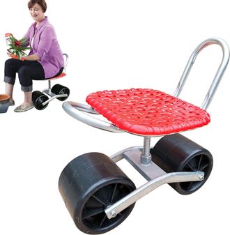 Generico 46 x 14,5 x 22,35 cm Gartenhocker mit Rollen, höhenverstellbar, Gartenhocker für Gartenarbeit, 360 Grad drehbarer Gartensitz, stabile Gartensitze für 