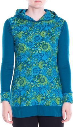 vishes bedruckter Hoodie Pullover Tunika mit Kapuze und Taschen - Alternative Bekleidung t&uuml;rkis 40