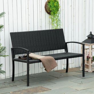 STILVORA Banc De Jardin 2 Places avec Dossier, Structure Stable, R&eacute;sistant UV et Intemp&eacute;ries, en Acier Noir