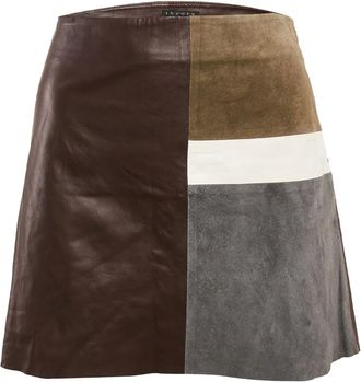 Theory jupe en daim à empiècements - Marron