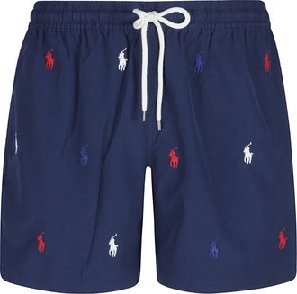 Polo Ralph Lauren Homme, Maillots de bain, Bleu, Taille: M Traveler Mid Trunk
