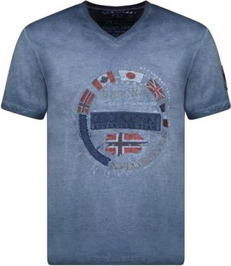 Geographical Norway jarico men Tee Shirt Coton Homme - T Shirts Classique Ete Avec Logo - Vetement Corps Manche Courte - Col V Coupe Reguliere Hommes - &Eacute;t&eacute; Toute Saison (