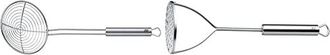 WMF Profi Plus Schaumlöffel Edelstahl 36,5 cm und Kartoffelstampfer 28,5 cm, Cromargan Teilmattiert, Spülmaschinengeeignet