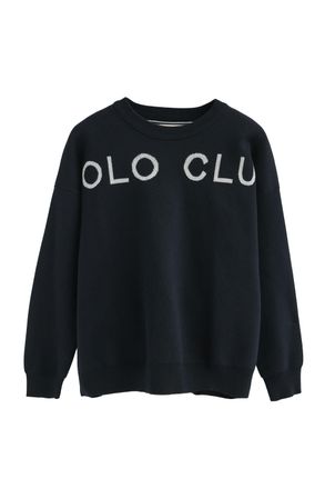 Polo Club Strickpullover marineblau mit Polo Club-Logo in Kontrastfarbe