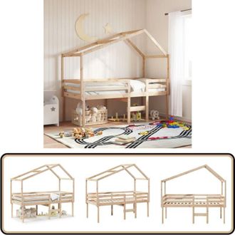 vidaXL Vidaxl - Lit haut sans matelas 90x200 cm bois de pin massif - Lit Enfant - Lit Surélevé - Lit Cabane - Lit Plateforme - Meuble Rangement