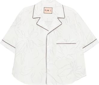 Plan C Plan C, Femme, Blouses et Chemises, Blanc, Taille: 42 FR Flower Pencil Shirt