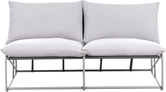 Beliani Canap&eacute; Bas 2 Places en M&eacute;tal Assise Large avec Coussins dAssise et Dossier Mobilier Int&eacute;rieur et Ext&eacute;rieur Sans Accoudoirs Jardin Gris Pico