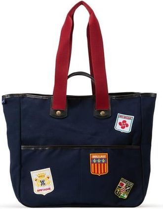 Bleu de Chauffe Sac cabas avec patchs en coton