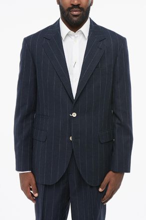 Brunello Cucinelli Halbgef&uuml;tterter Blazer aus Baumwollmischung mit Nadelstreifen Brunello Cucinelli