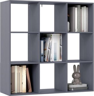 HOMCOM Biblioth&egrave;que - HOMCOM - 3 niveaux avec 9 compartiments - pour salon, bureau, chambre - panneau de particules - 91x29,5x91cm - gris