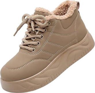 Generic Bottines dHiver pour Femme Doubl&eacute;es en Peluche Chaudes Chaussures Montantes &agrave; Lacets Plateforme Semelle Antid&eacute;rapante Chaussures De Marche L&eacute;g&egrave;res D&eacute;c