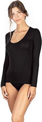 EGi T-shirt à manches longues noir en micromodal, Noir, Large