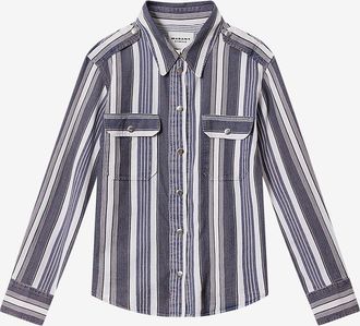 Isabel Marant Chemise Gelva - Femme - &Eacute;cru Et Bleu - Taille34 - Marant &Eacute;toile - Collection &Eacute;t&eacute; Femme - Nouvelle Collection Capsule High Summer