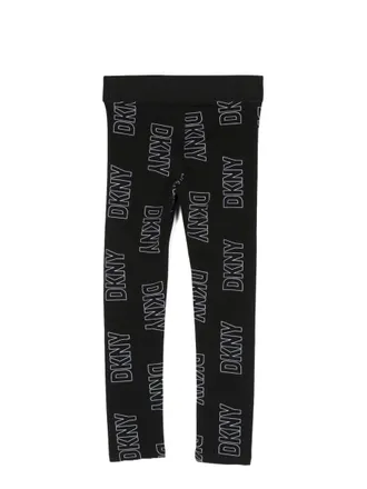 DKNY Logo-Embroidered Cotton Leggings - Black