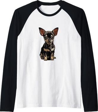Whyitsme Design Schwarzer Chihuahua-Hund Illustration Raglan