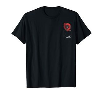 MARVEL Deadpool Peekaboo Chibi Fake Pocket T-Shirt