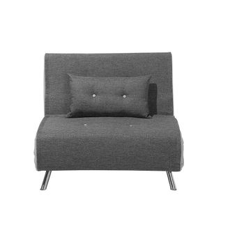 Beliani 1-Sitzer Schlafsofa Stoff grau mit hohen Edelstahlbeinen Kissen modern Farris