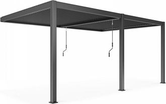 Oviala Pergola bioclimatique adoss&eacute;e Aluminium 6 x 3 x 2.5 m