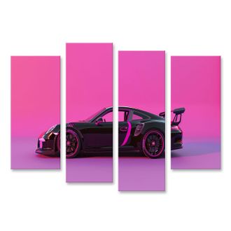 Islandburner Bild auf Leinwand Sportwagen mit pinkem Hintergrund und Akzenten f&uuml;r Wohnzimmer Auto- Autohaus Bilder Wandbilder Poster