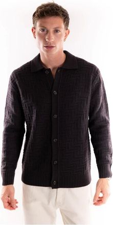 Paolo Pecora Homme, Pulls, Brun, Taille: L Cardigan en laine textur&eacute;e