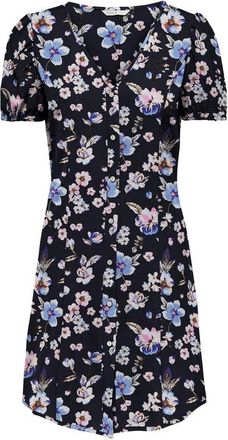 Only Damen Viskose Sommer-Kleid Onlnova Life Lucy mit Blumenmuster 15248783 Sky Captain 347 Iris XS