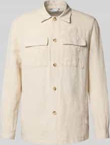 Manuel Ritz Regular Fit Leinenhemdjacke mit Brustpattentaschen