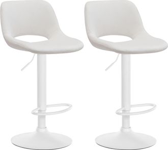 Clp 2er Set Barhocker Camden I Samt-Bezug, Farbe:Creme, Material Gestell:Metall matt Weiss