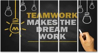 Islandburner Bild auf Leinwand Teamwork Makes Dream Work Tafel Schild F&uuml;r B&uuml;ro Motivation Bilder Wandbilder Poster IKNU-5P