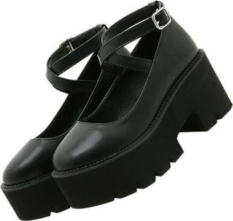 BESPORTBLE Sandales à Plateforme Noires pour Femme avec Bout Rond Chaussures Simples Et Confortables pour Talons Épais