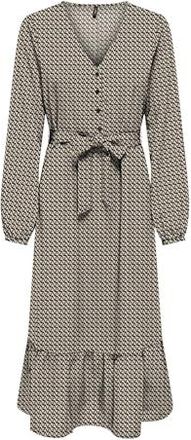 Only Onlnova Life Vis Amy Robe Longue, Chipmunk/AOP : 588 Breaker Geo, L Femme