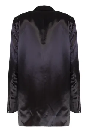 Dries Van Noten Womens Jacket Satin Double-Breasted Dark Purple Viscose Blazers