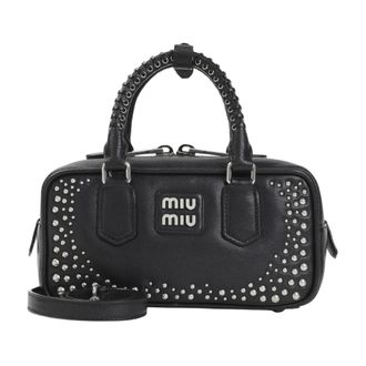 Miu Miu Arcadie Studded Leather Bag - - Bags - Damen - Schwarzk - ONE SIZE