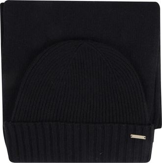 Woolrich Femme, Accessoires, Noir, Taille: ONE Size Ensemble cadeau avec bonnet et &eacute;charpe