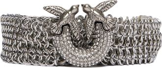Pinko Damengürtel PINKO Strass Buckle Belt H2 105878 A2X8 Silberfarben